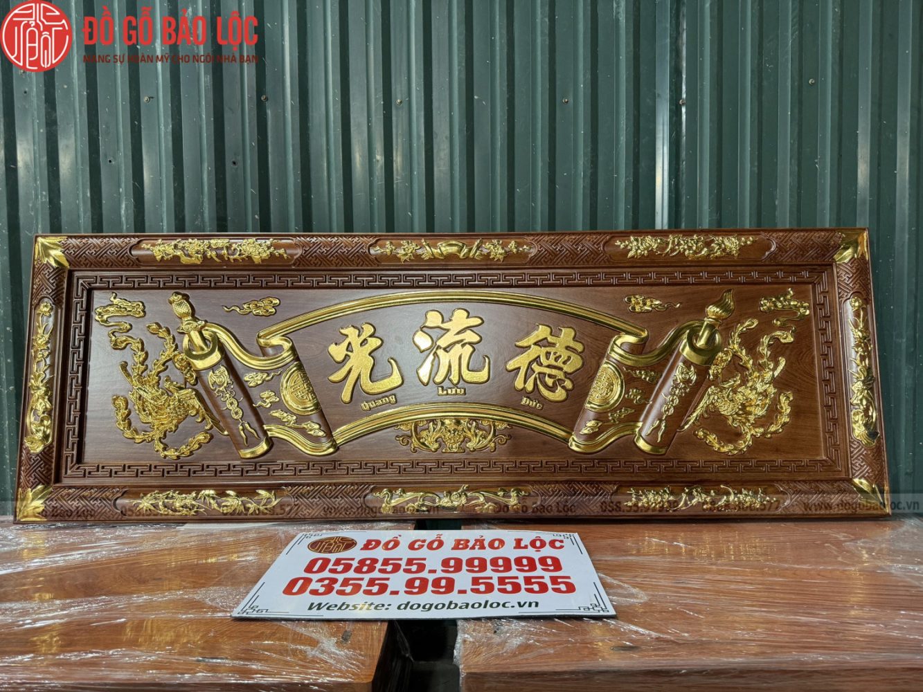 Bộ Hoành Phi Câu Đối Gỗ Hương Đá