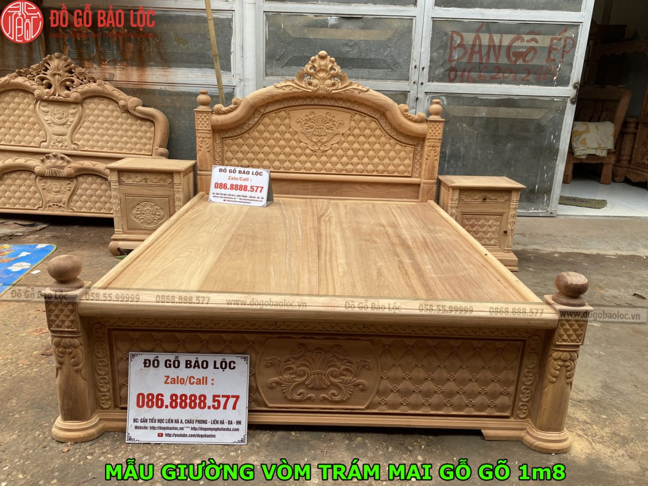 Mẫu Giường Vòm Trám Mai Gỗ Gõ 1m8 X 2m
